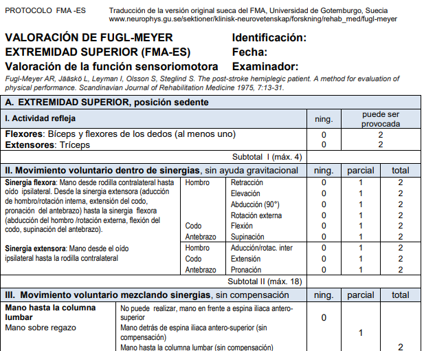 Fugl Meyer :: Escalas de evaluación