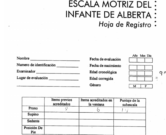 36. AIMS – Alberta Infant Motor Scale :: Escalas de evaluación